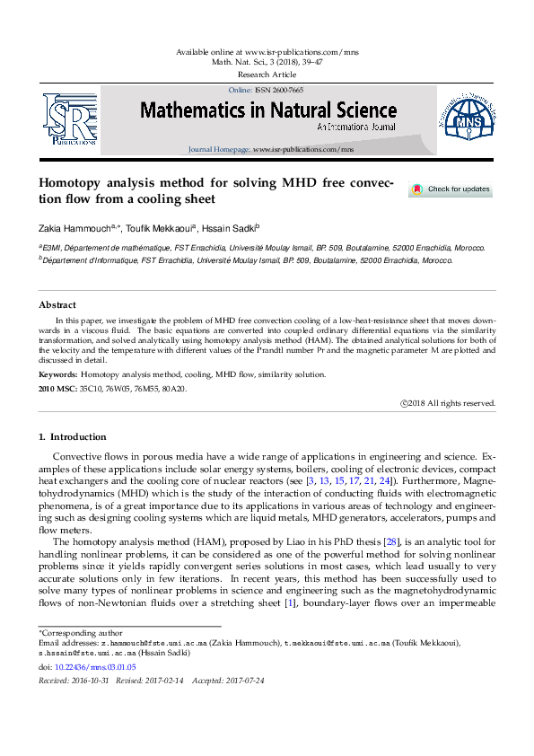 (PDF) Homotopy analysis method for solving MHD free convection flow ...
