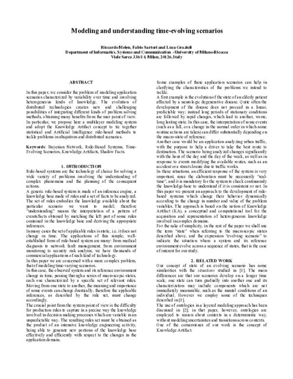 (PDF) Modeling and understanding time-evolving scenarios | Riccardo Melen - Academia.edu