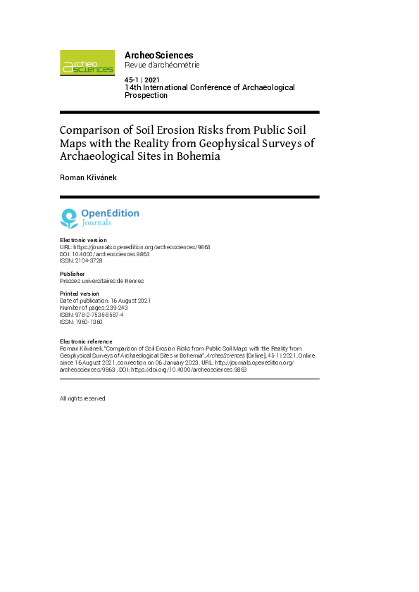 (PDF) Comparison of Soil Erosion Risks from Public Soil Maps with the Reality from Geophysical ...