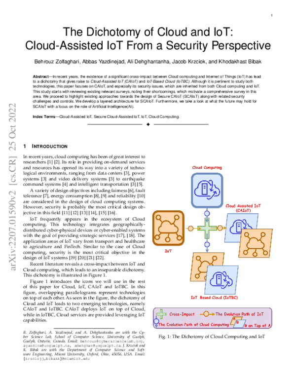 (PDF) The Dichotomy of Cloud and IoT: Cloud-Assisted IoT From a Security Perspective