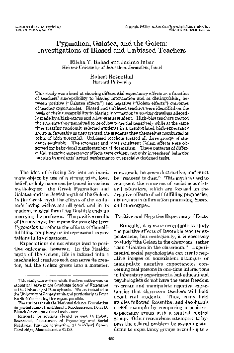 (PDF) Pygmalion, Galatea, and the Golem: Investigations of biased and ...