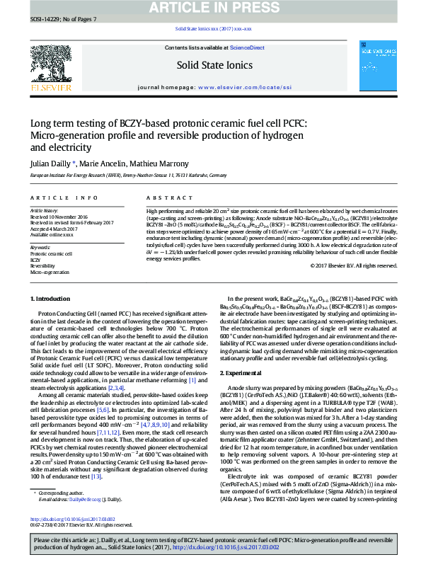 (PDF) Long term testing of BCZY-based protonic ceramic fuel cell PCFC ...