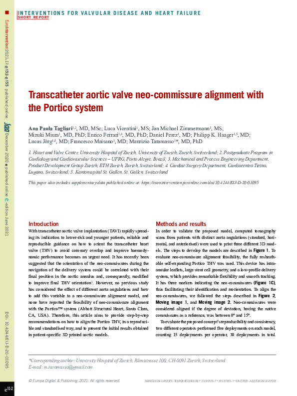 (PDF) Transcatheter aortic valve neo-commissure alignment with the ...