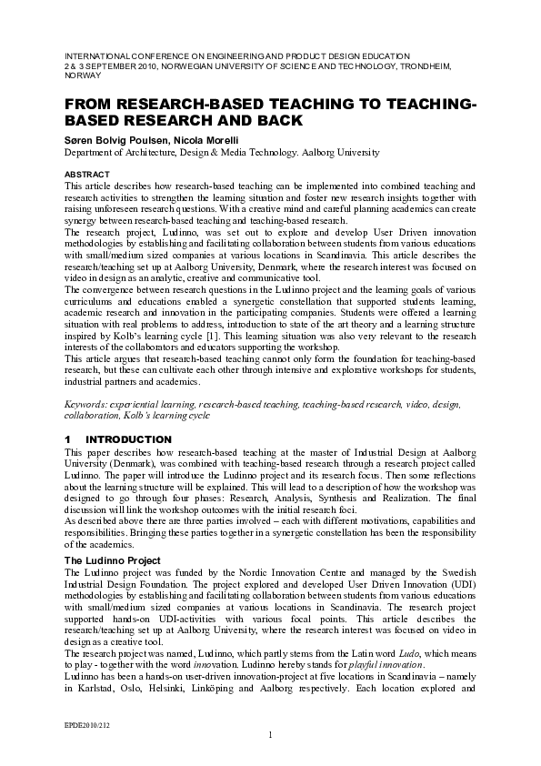 (DOC) From research-based teaching to teaching-based research and back