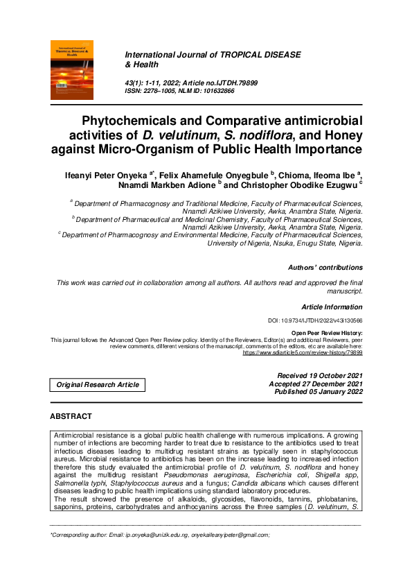 (PDF) Phytochemicals and Comparative antimicrobial activities of D. velutinum, S. nodiflora, and ...