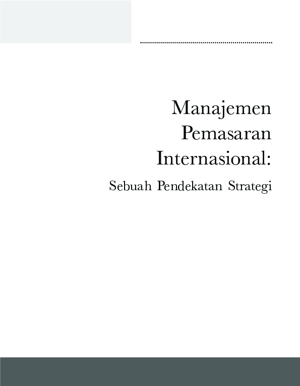 (PDF) Manajemen pemasaran Internasional