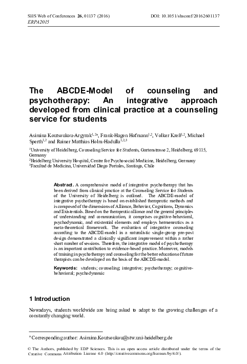 (PDF) The ABCDE-Model of counseling and psychotherapy: An integrative ...