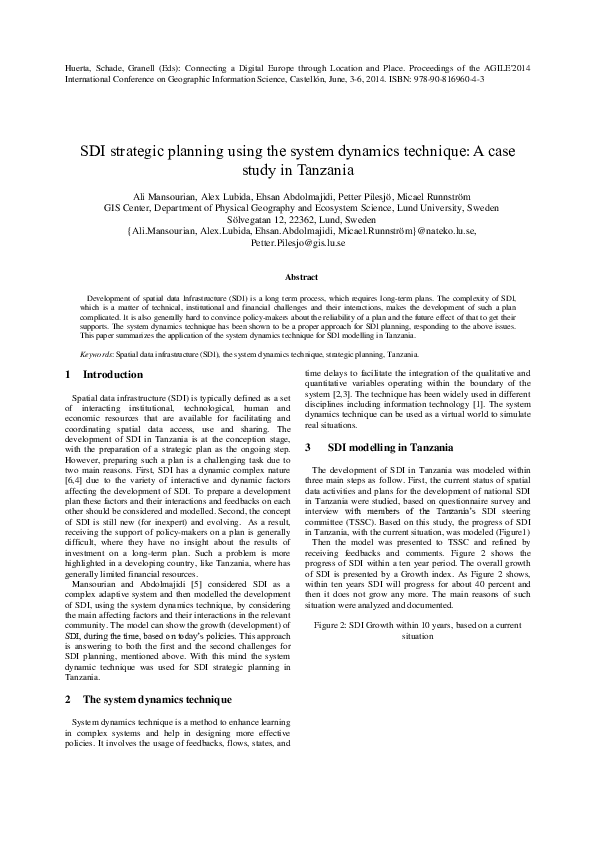 (PDF) SDI strategic planning using the system dynamics technique: A case study in Tanzania