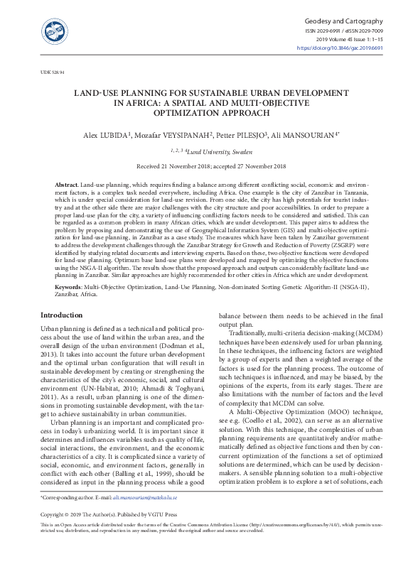 (PDF) Land-Use Planning for Sustainable Urban Development in Africa: A Spatial and Multi ...