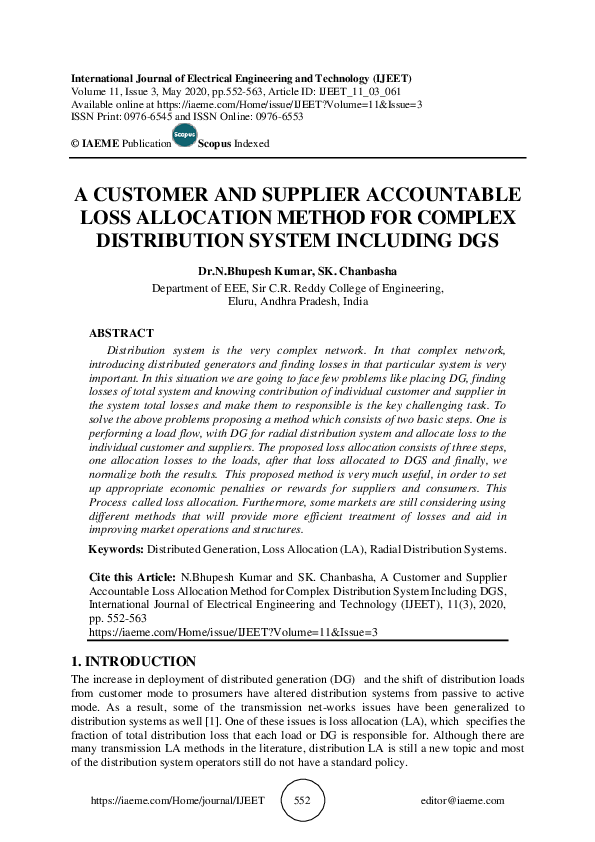 (PDF) A CUSTOMER AND SUPPLIER ACCOUNTABLE LOSS ALLOCATION METHOD FOR ...