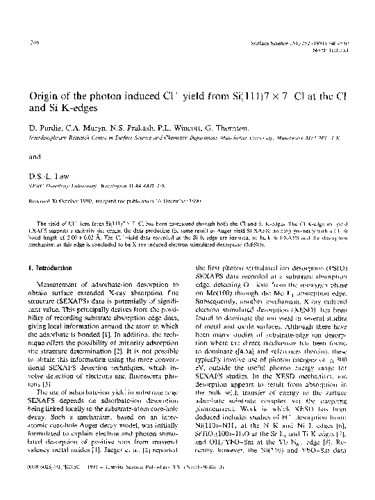 (PDF) Origin of the photon induced Cl+ yield from Si(111)7 × 7-Cl at ...