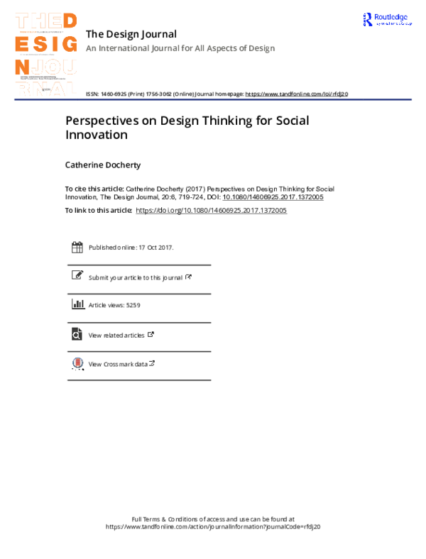 (PDF) Perspectives on Design Thinking for Social Innovation