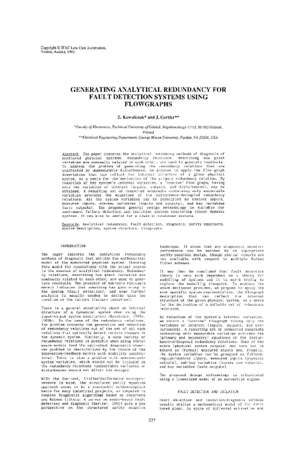 Pdf Generating Analytical Redundancy For Fault Detection Systems Using Flowgraphs