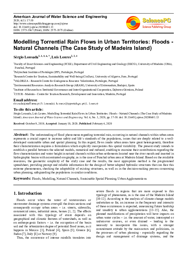 (PDF) Modelling Torrential Rain Flows in Urban Territories: Floods - Natural Channels (The Case ...