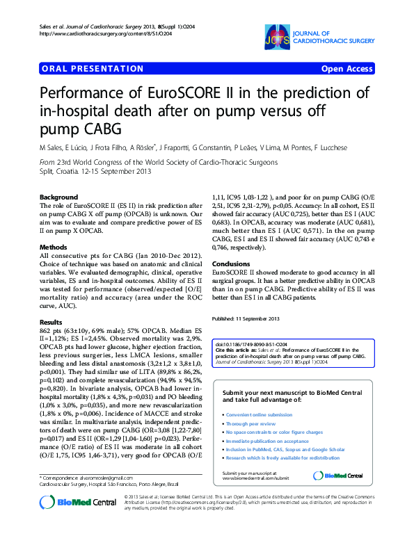 (PDF) Performance of EuroSCORE II in the prediction of in-hospital ...