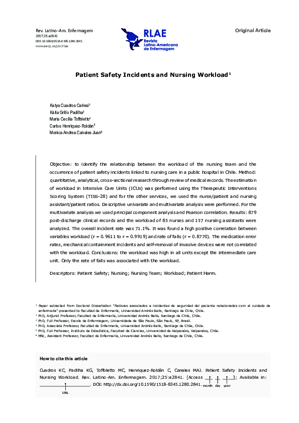 (PDF) Patient Safety Incidents and Nursing Workload