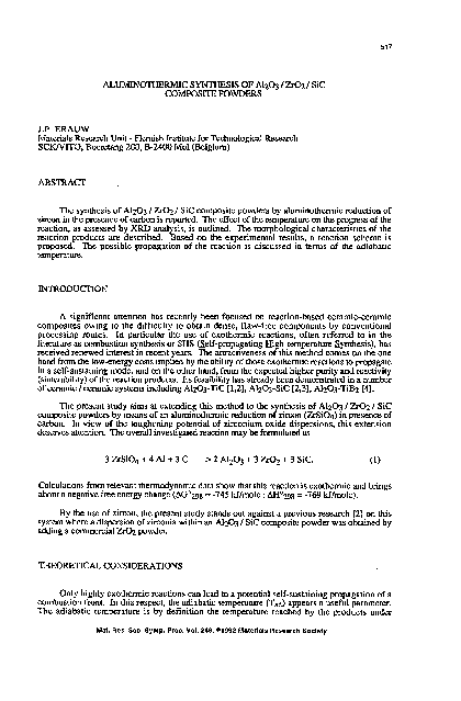 (PDF) Aluminothermic Synthesis of Al2O3/ZrO2/SiC Composite Powders