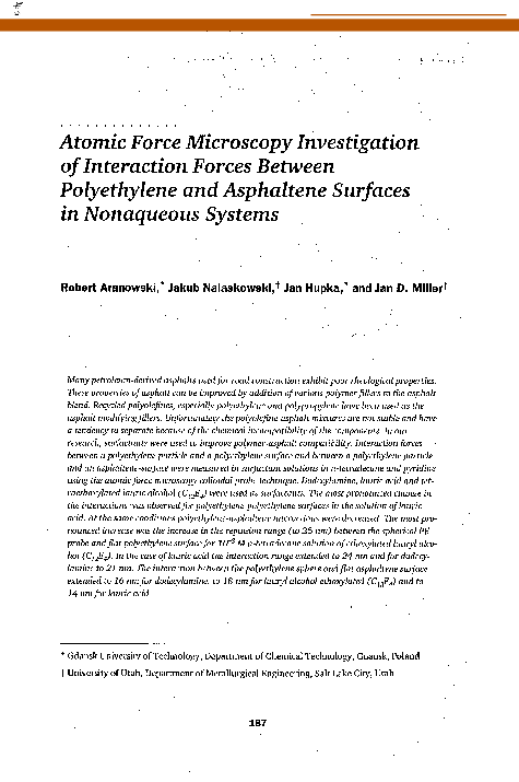(PDF) Atomic force microscopy investigation of interaction forces between polyethylene and ...