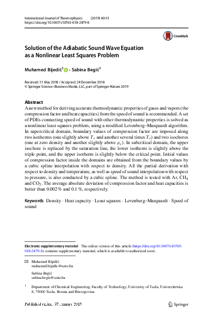 (PDF) Solution of the Adiabatic Sound Wave Equation as a Nonlinear ...