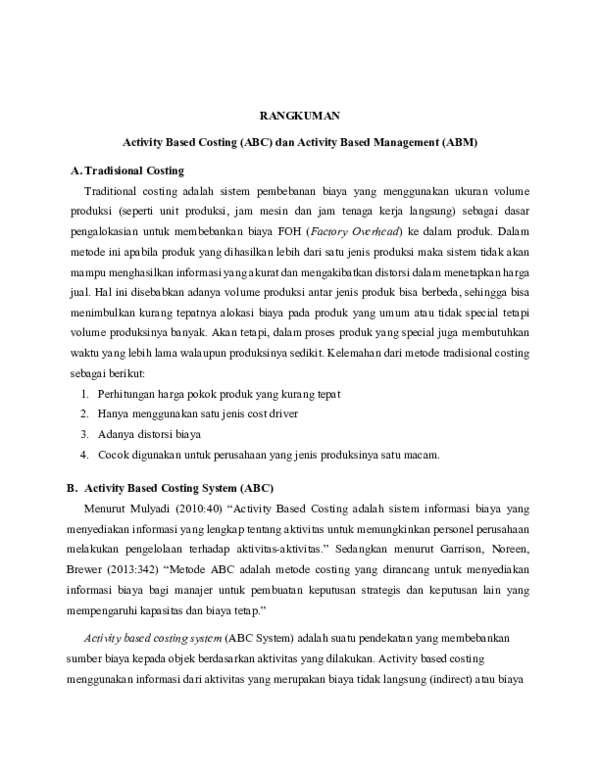 (PDF) Rangkuman Activity Based Costing (ABC) dan Activity Based Management (ABM