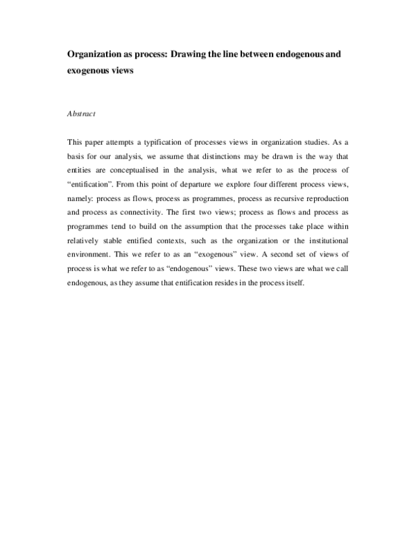 (PDF) Organization as process: Drawing a line between endogenous and ...