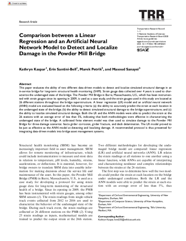 (PDF) Comparison between a Linear Regression and an Artificial Neural Network Model to Detect ...