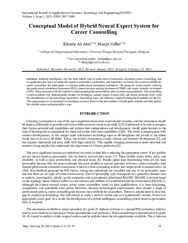 (PDF) Conceptual Model of Hybrid Neural Expert System for Career ...