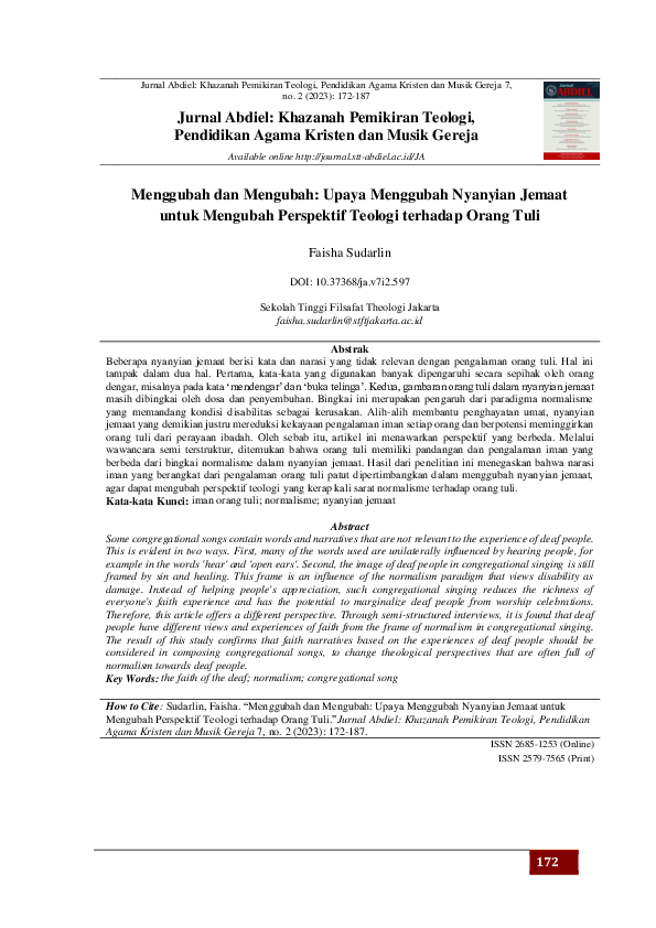 (PDF) Menggubah dan Mengubah: Upaya Menggubah Nyanyian Jemaat untuk ...
