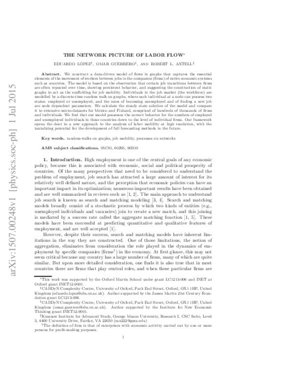 (PDF) The Network Picture of Labor Flow