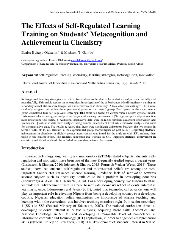 (PDF) The Effects of Self-Regulated Learning Training on Students ...