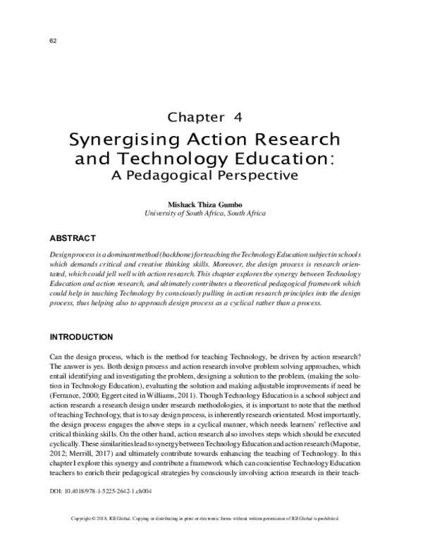 (PDF) Synergising Action Research and Technology Education | Mishack ...