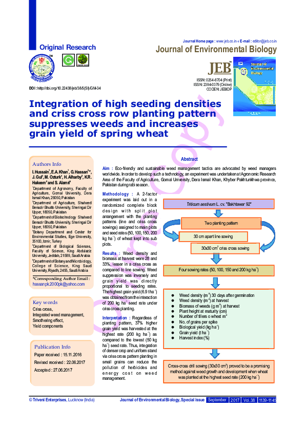 (PDF) Integration of high seeding densities and criss cross row ...