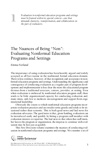 (PDF) The nuances of being “non”: Evaluating nonformal education ...
