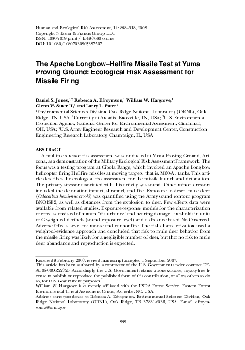 (PDF) The Apache Longbow–Hellfire Missile Test at Yuma Proving Ground ...