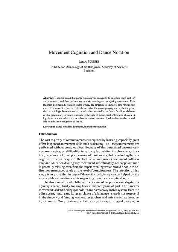 (PDF) Movement Cognition and Dance Notation