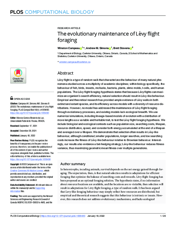 (PDF) Evolutionary Dynamics of Lévy Flight Foraging