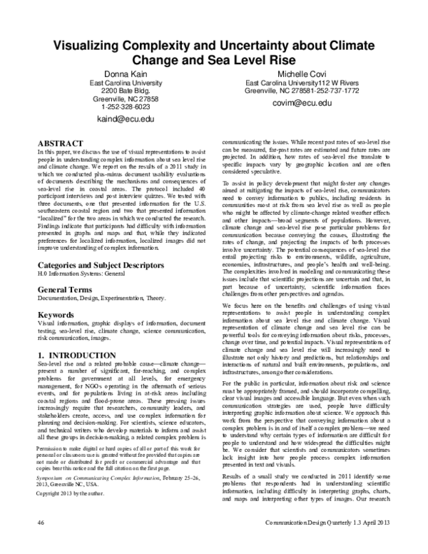 (PDF) Visualizing complexity and uncertainty about climate change and sea level rise | Michelle ...