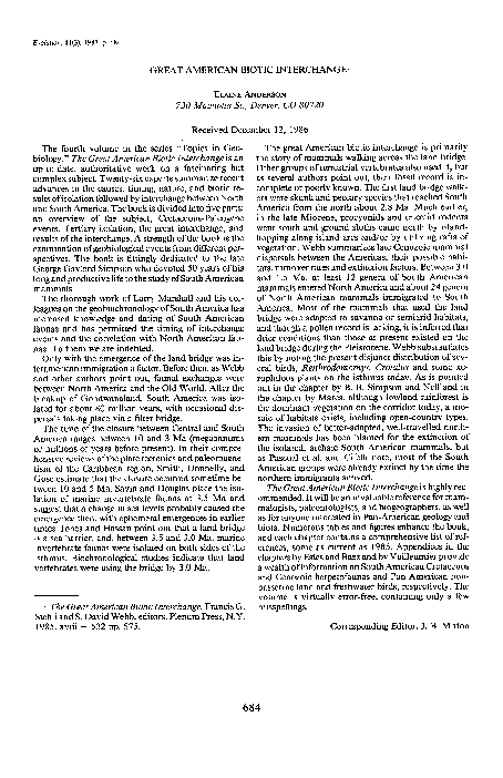 (PDF) The Great American Biotic Interchange