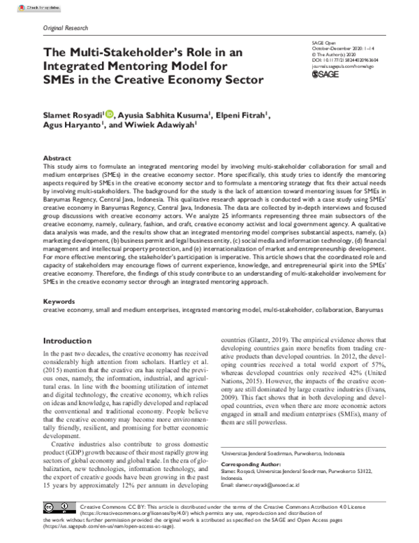 (PDF) The Multi-Stakeholder’s Role in an Integrated Mentoring Model for ...