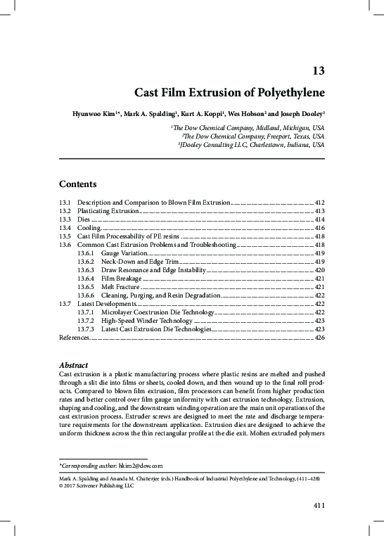 (PDF) Cast Film Extrusion of Polyethylene
