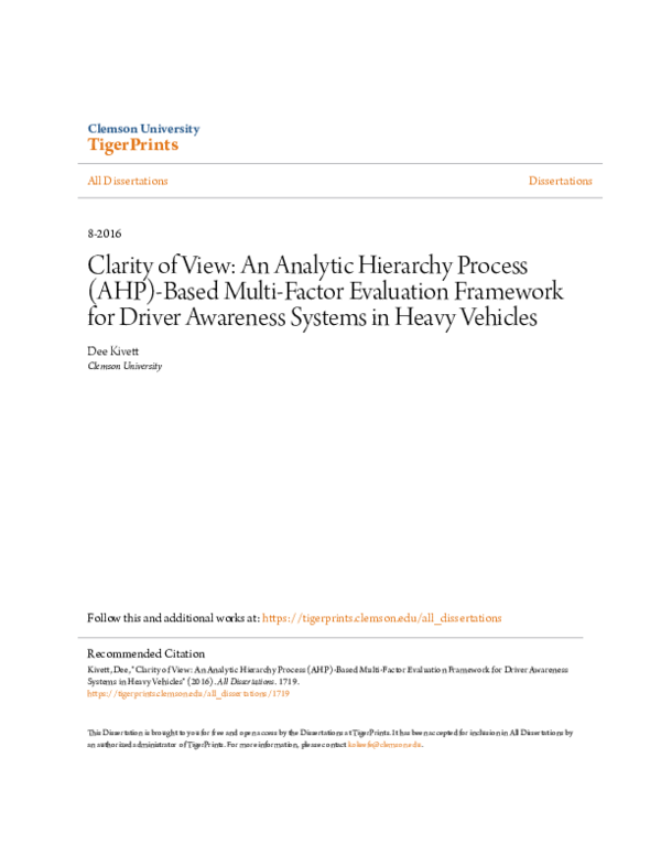 (PDF) Clarity of View: An Analytic Hierarchy Process (AHP)-Based Multi-Factor Evaluation ...