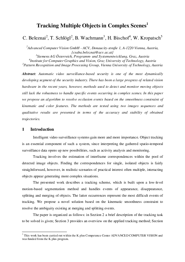 (PDF) Tracking multiple objects in complex scenes