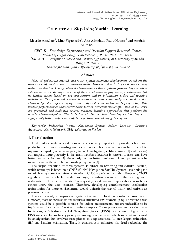 (PDF) Characterize a Step Using Machine Learning