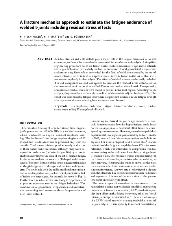 (PDF) A fracture mechanics approach to estimate the fatigue endurance ...