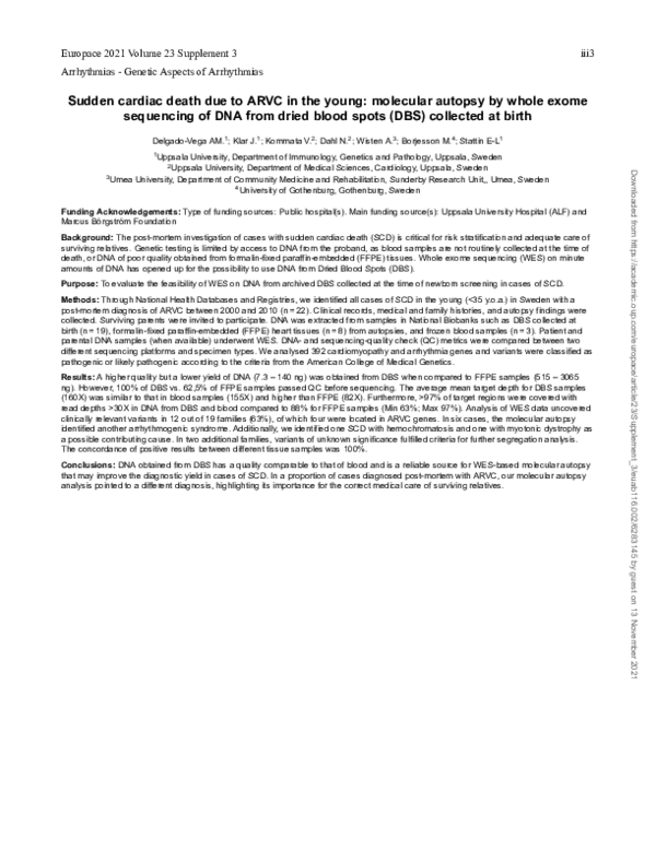 (PDF) Sudden cardiac death due to ARVC in the young: molecular autopsy ...