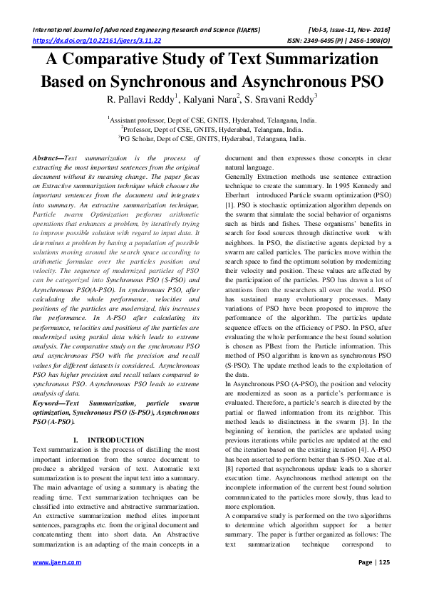 (PDF) A Comparative Study of Text Summarization Based on Synchronous ...