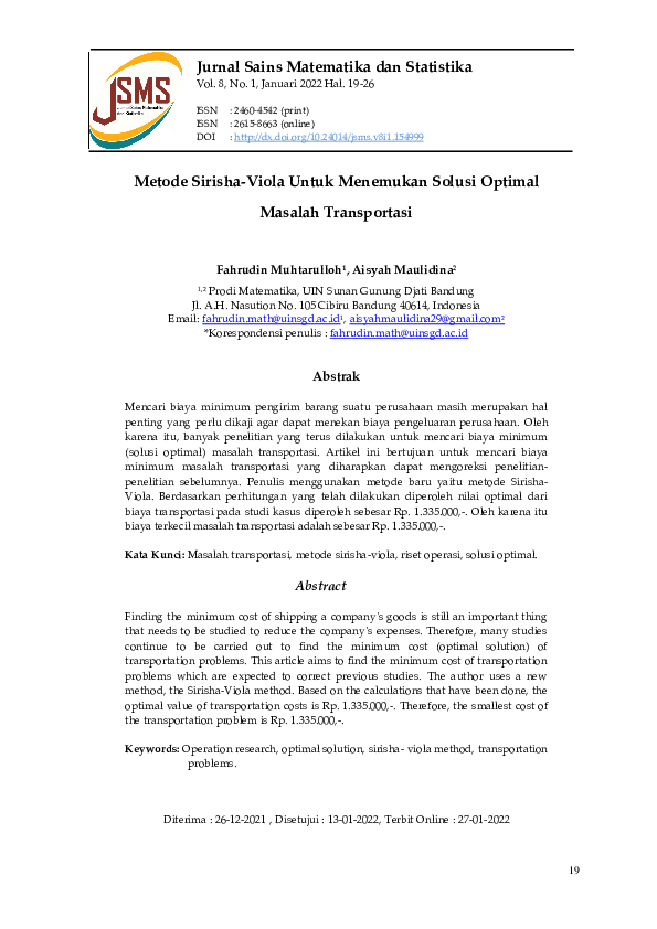 (PDF) Metode Sirisha-Viola Untuk Menemukan Solusi Optimal Masalah ...