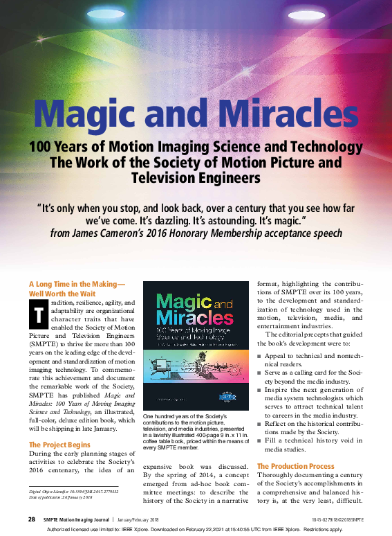 (PDF) Magic and Miracles -100 Years of Motion Imaging Science and ...