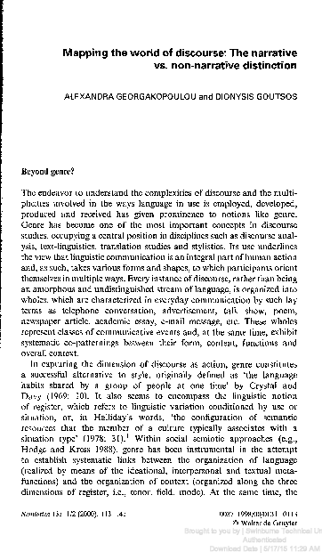 (PDF) Mapping the world of discourse: The narrative vs. non-narrative ...