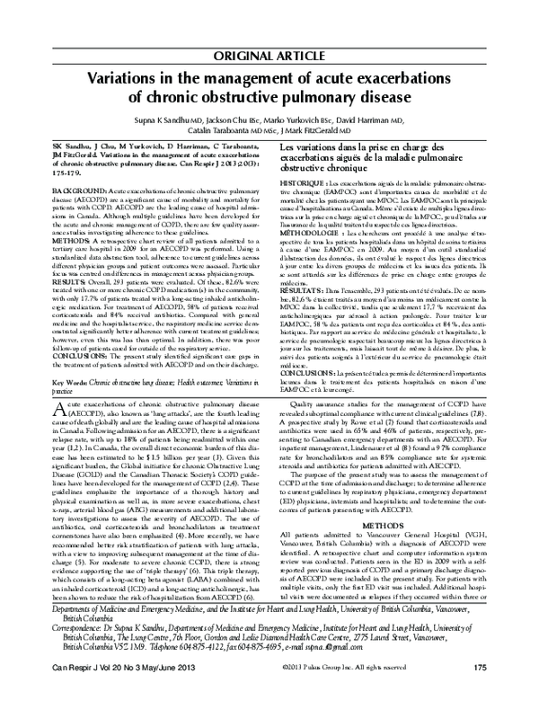 (PDF) Variations in the Management of Acute Exacerbations of Chronic ...